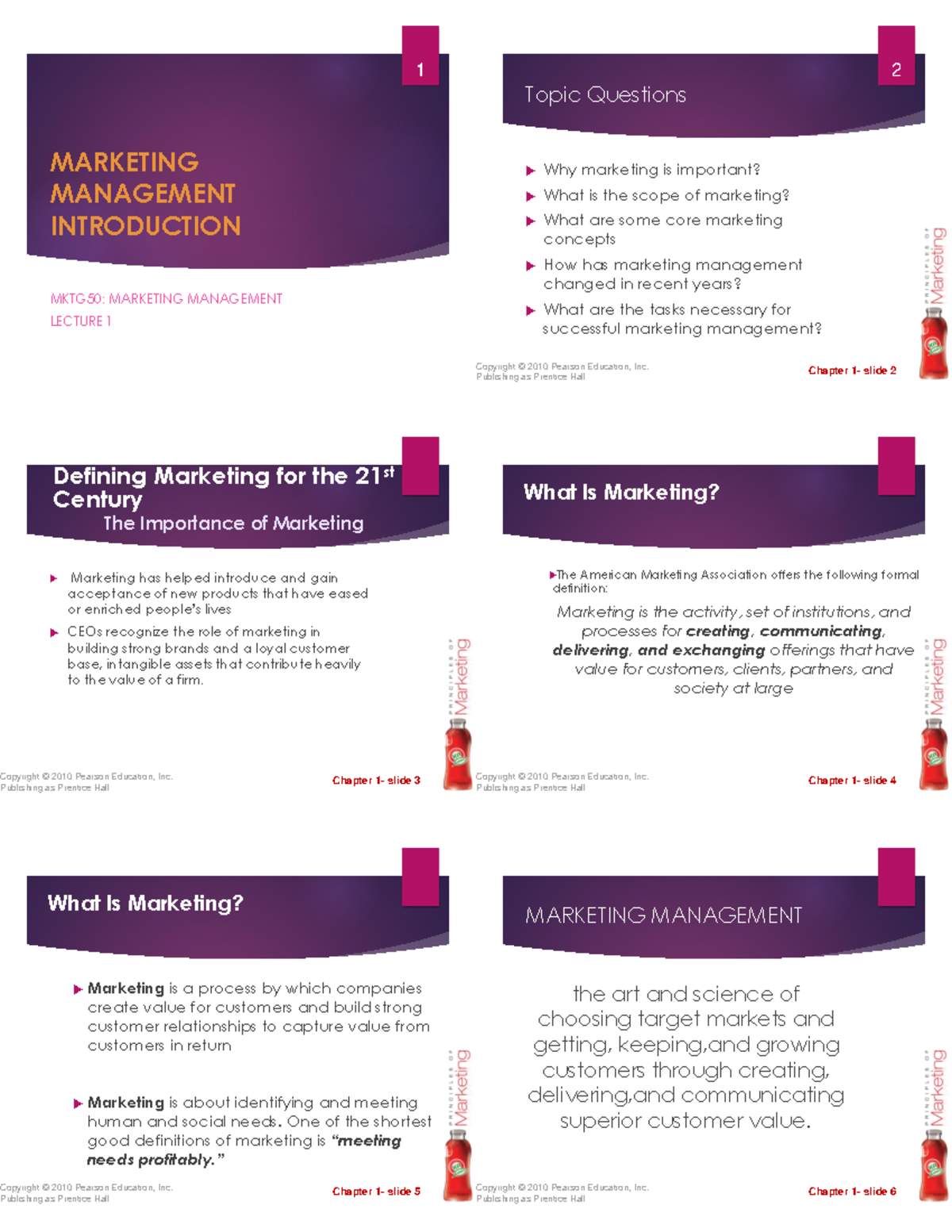 Marketing management - PPTs - MARKETING MANAGEMENT INTRODUCTION MKTG50 ...