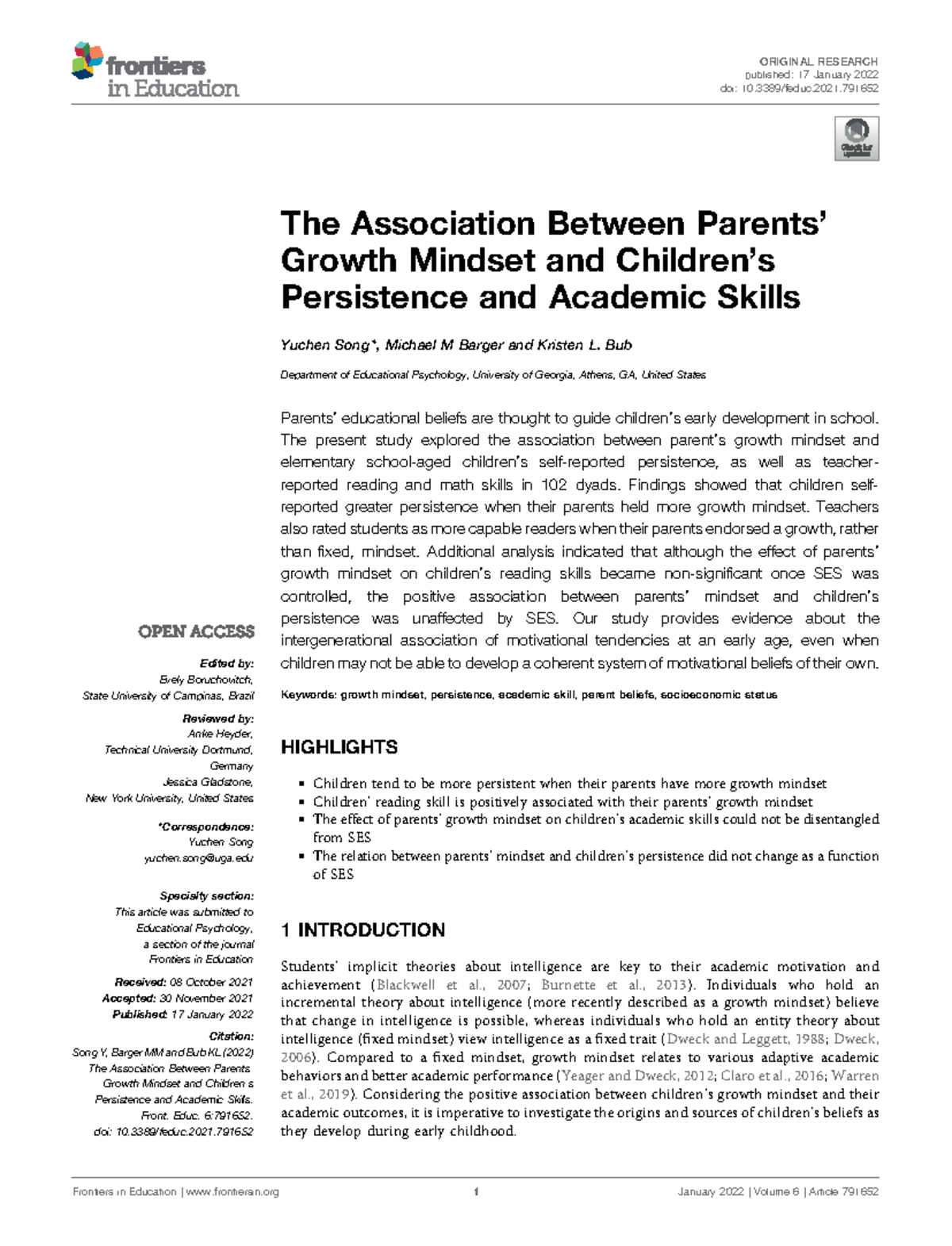 Feduc-06-791652 - mnjgjgjgjgjgjgjgj - The Association Between Parents ...