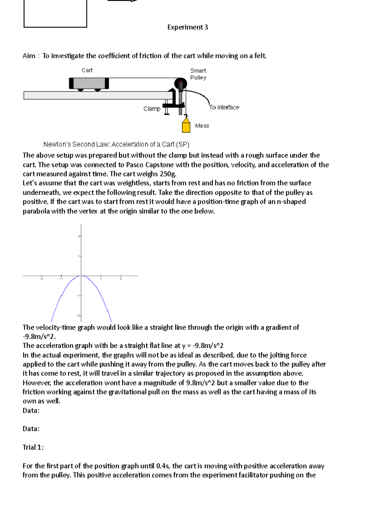 practical three - Experiment 3 Aim：To investigate the coefficient of ...