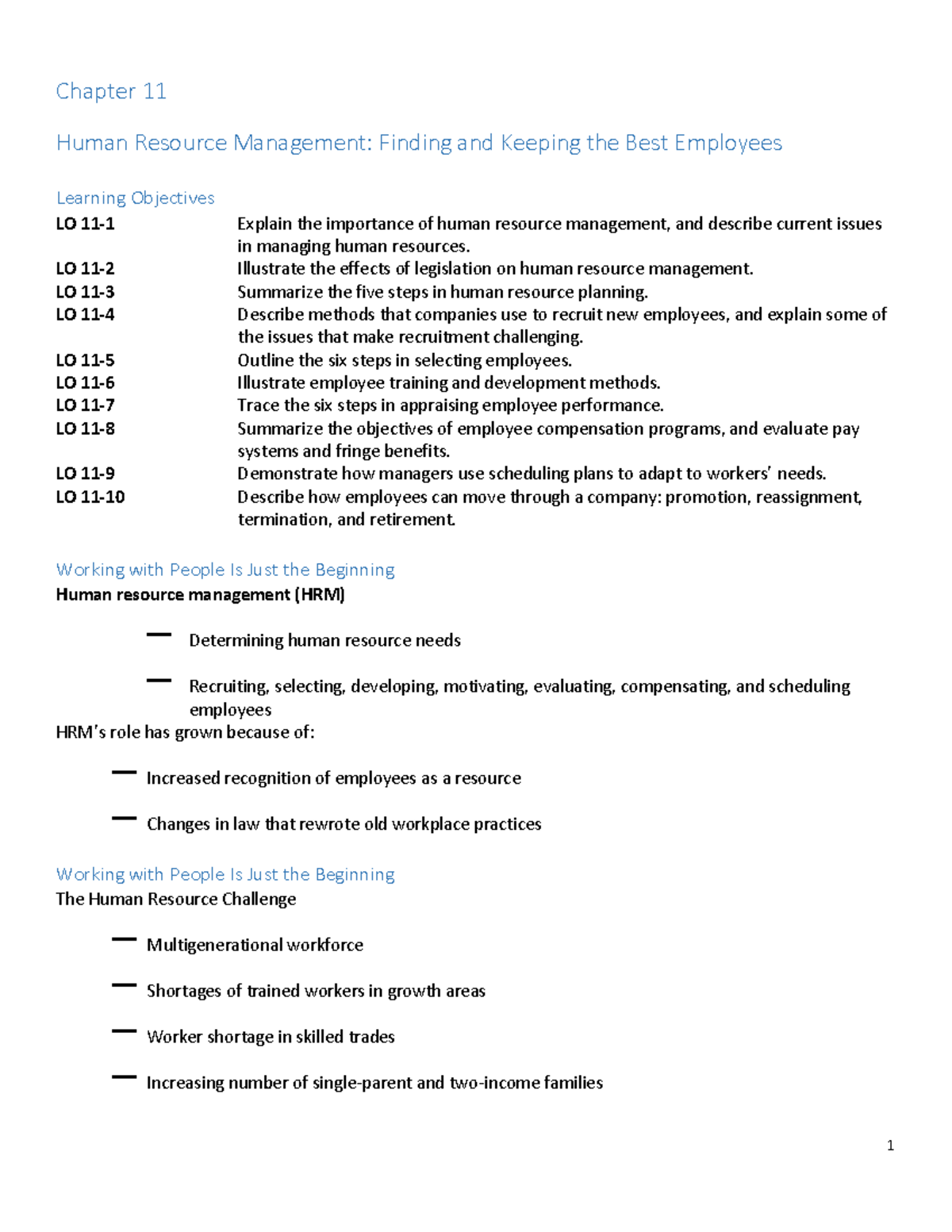 BUS9 Chapter 11 Outline - Chapter 11 Human Resource Management: Finding ...