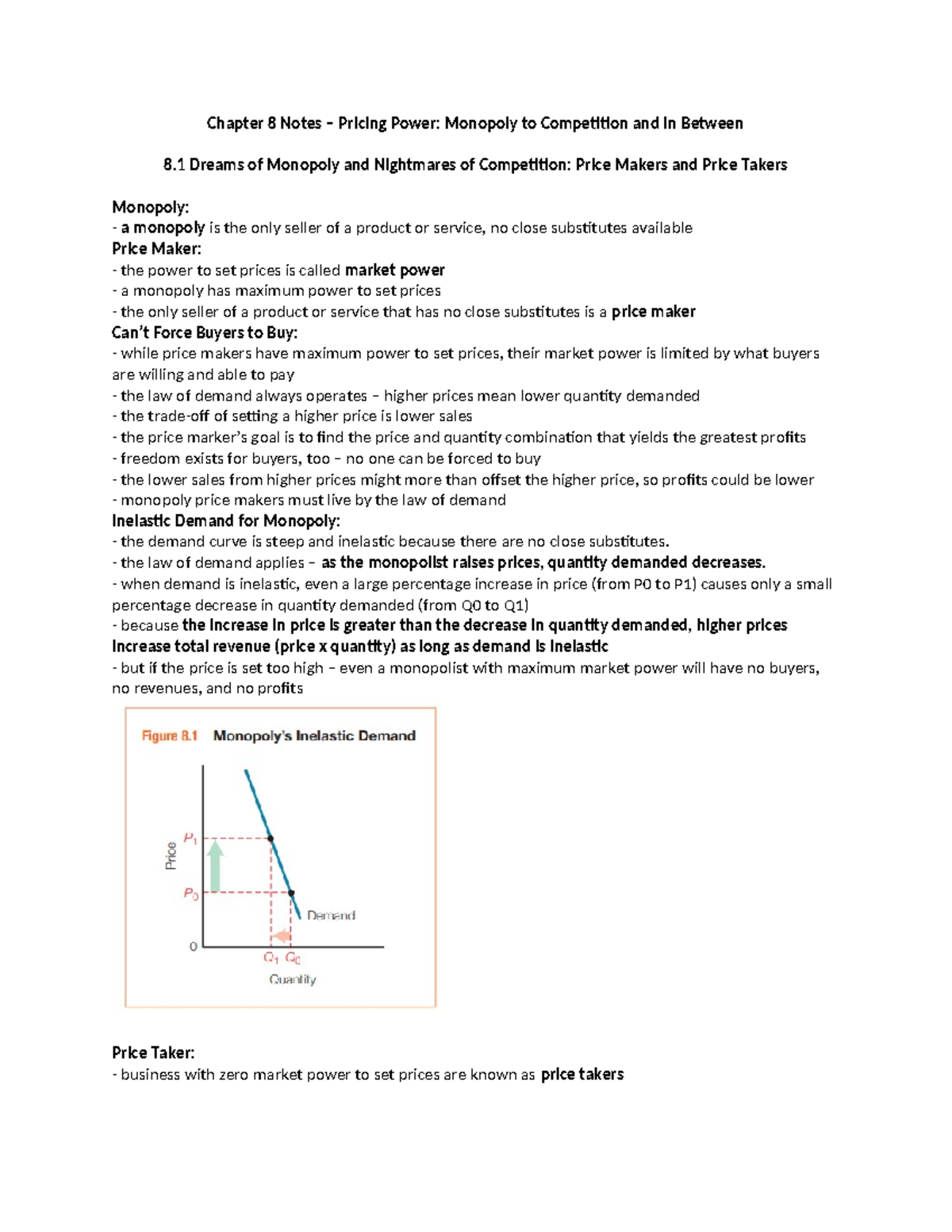 Microeconomics Chapter 8 Notes - Chapter 8 Notes – Pricing Power ...