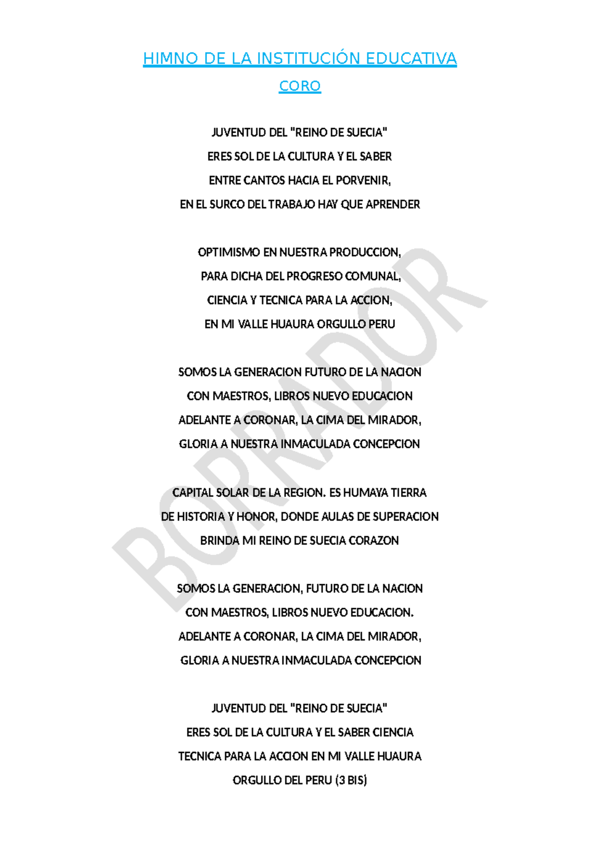 Himno DE LA Institución Educativa - HIMNO DE LA INSTITUCIÓN EDUCATIVA ...