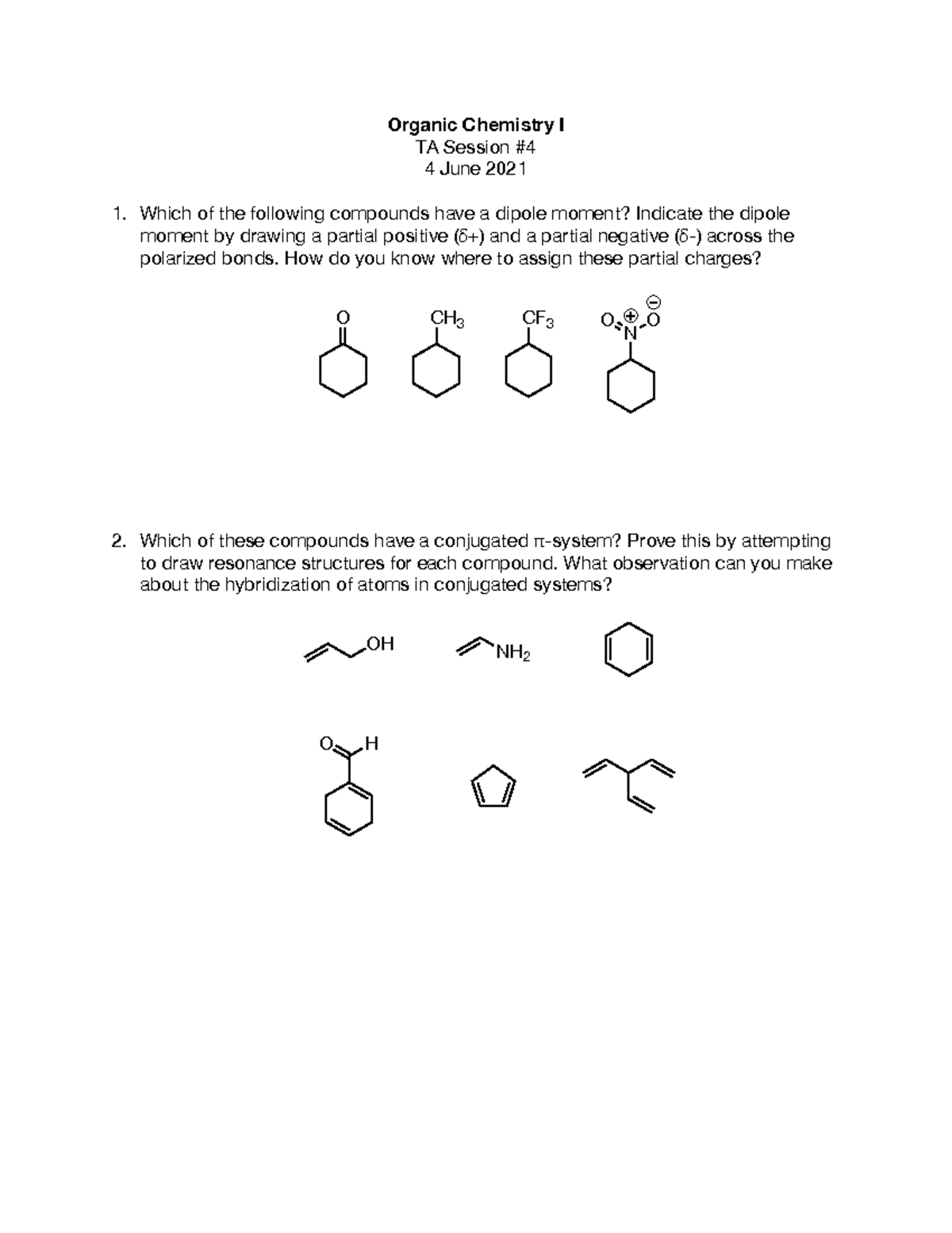 OChem 1 TA Session 4 - Practice material synthesis and regioisomers ...