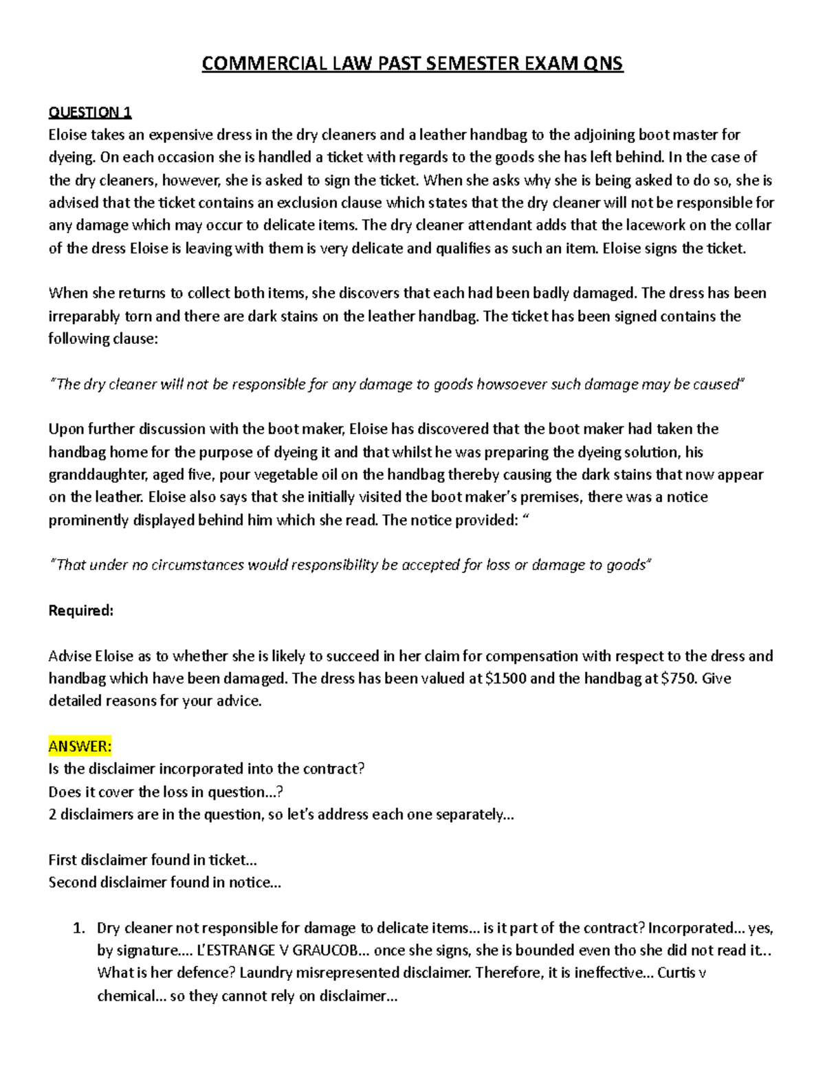 Sample/practice exam 1 November 2016, questions and answers ...