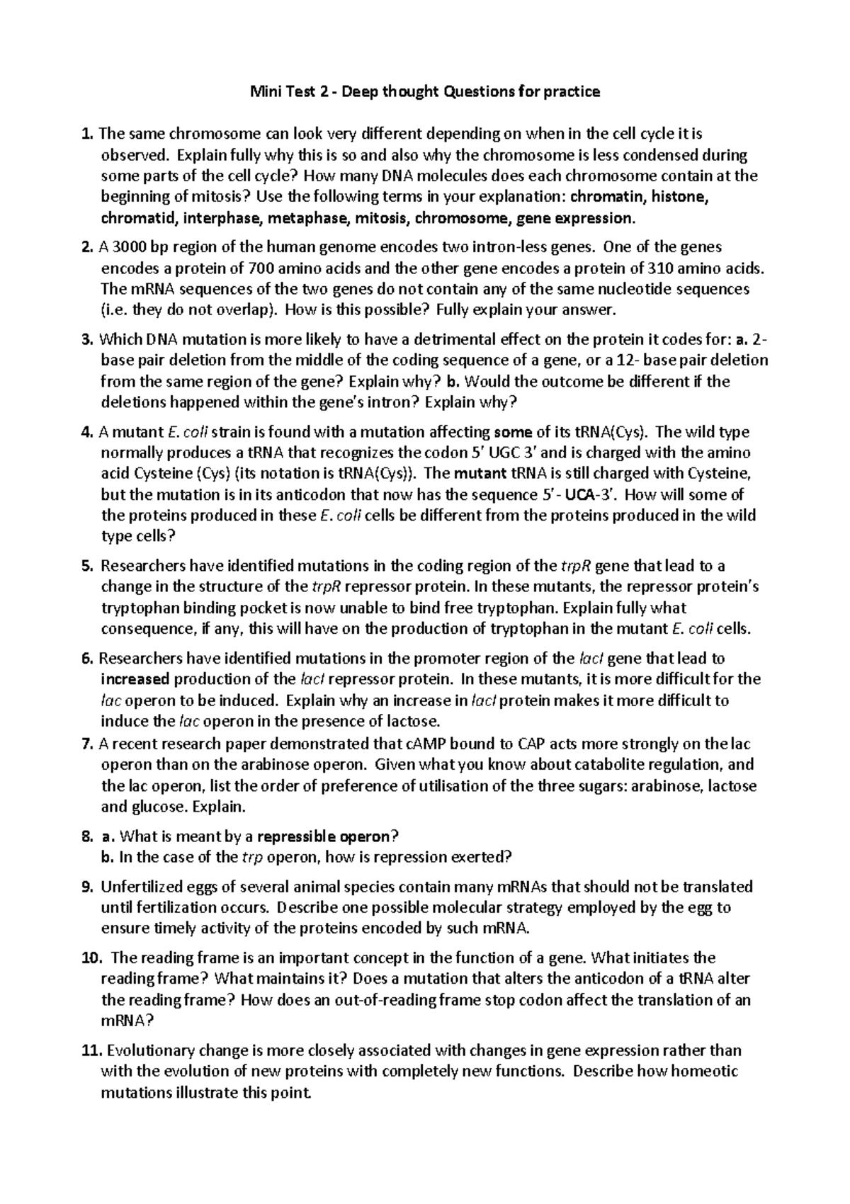 Mini Test 2 - Deep Thought practice questions - Mini Test 2 - Deep ...