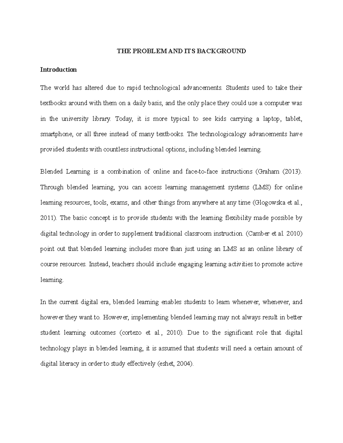 Chapter 1 - research sample only - THE PROBLEM AND ITS BACKGROUND ...