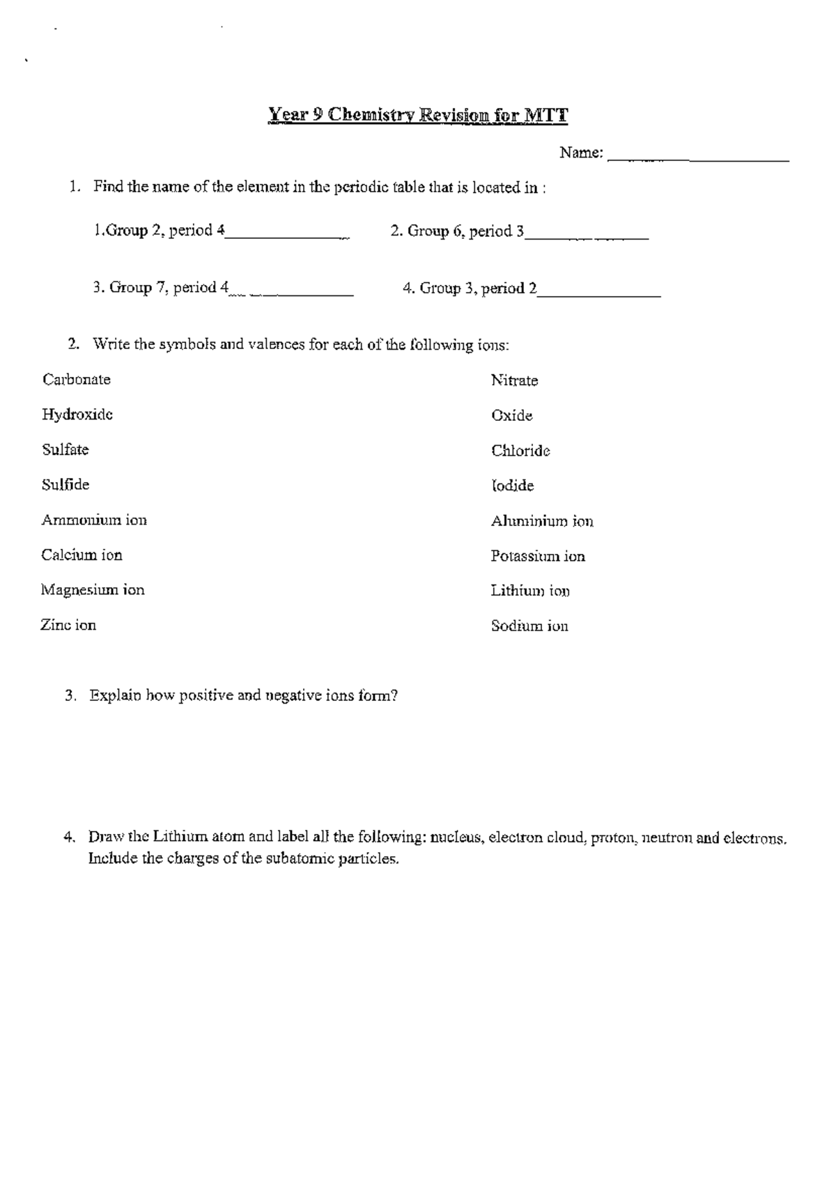 Chemistry - MUT revision - Studocu