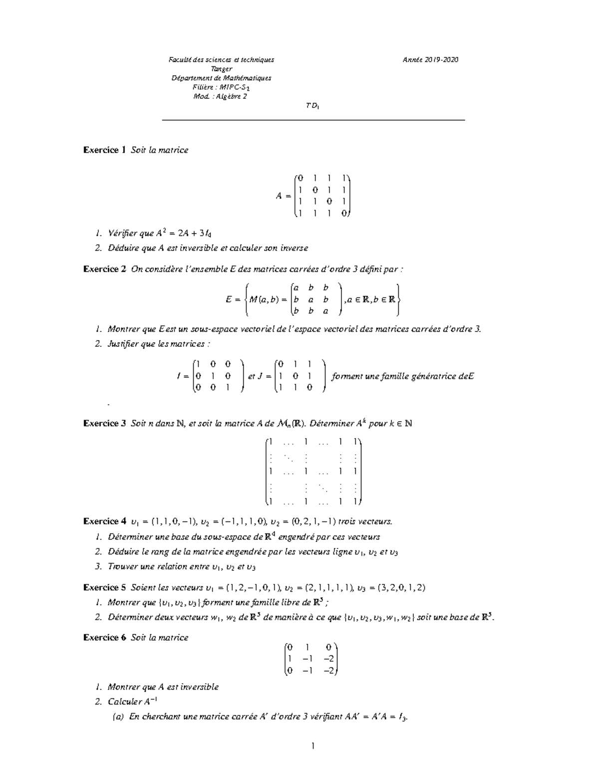 TDM22 - mip and mipc die - Faculté des sciences et techniques Année ...
