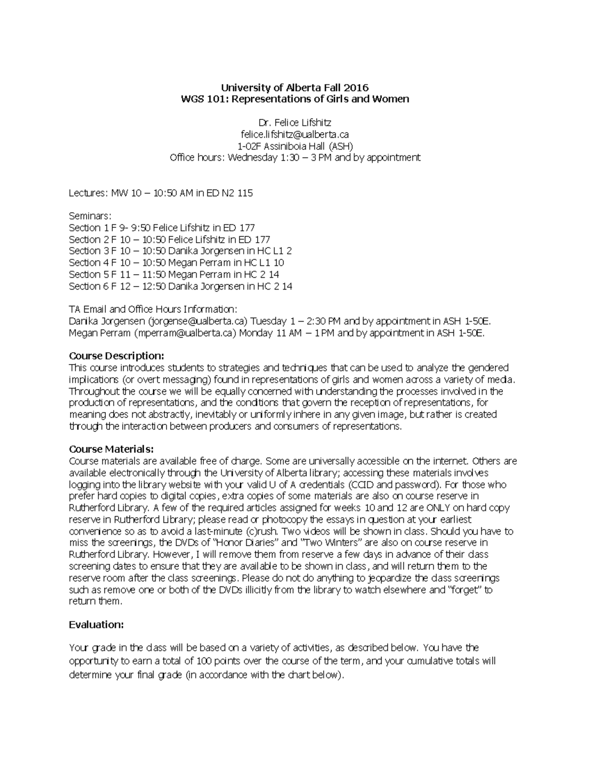 2016 Fall WGS 101 Lecture A01 - University of Alberta Fall 2016 WGS 101 ...