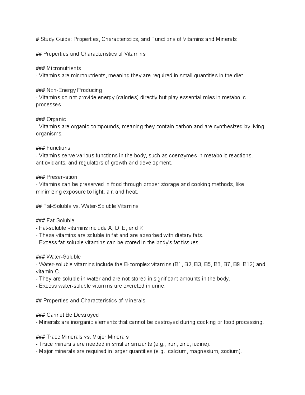 Study Guide NTDT EXAM 3 - stuuf - Study Guide: Properties, Characteristics, and Functions of ...