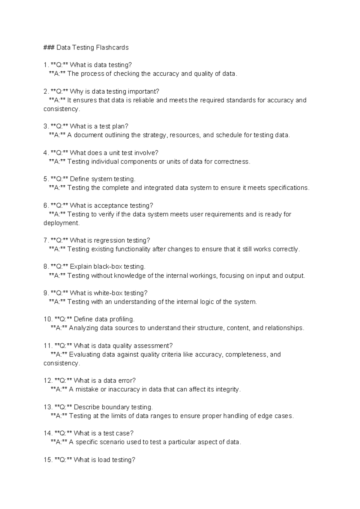 Untitled document - Questions and asnwers for data testing and data ...