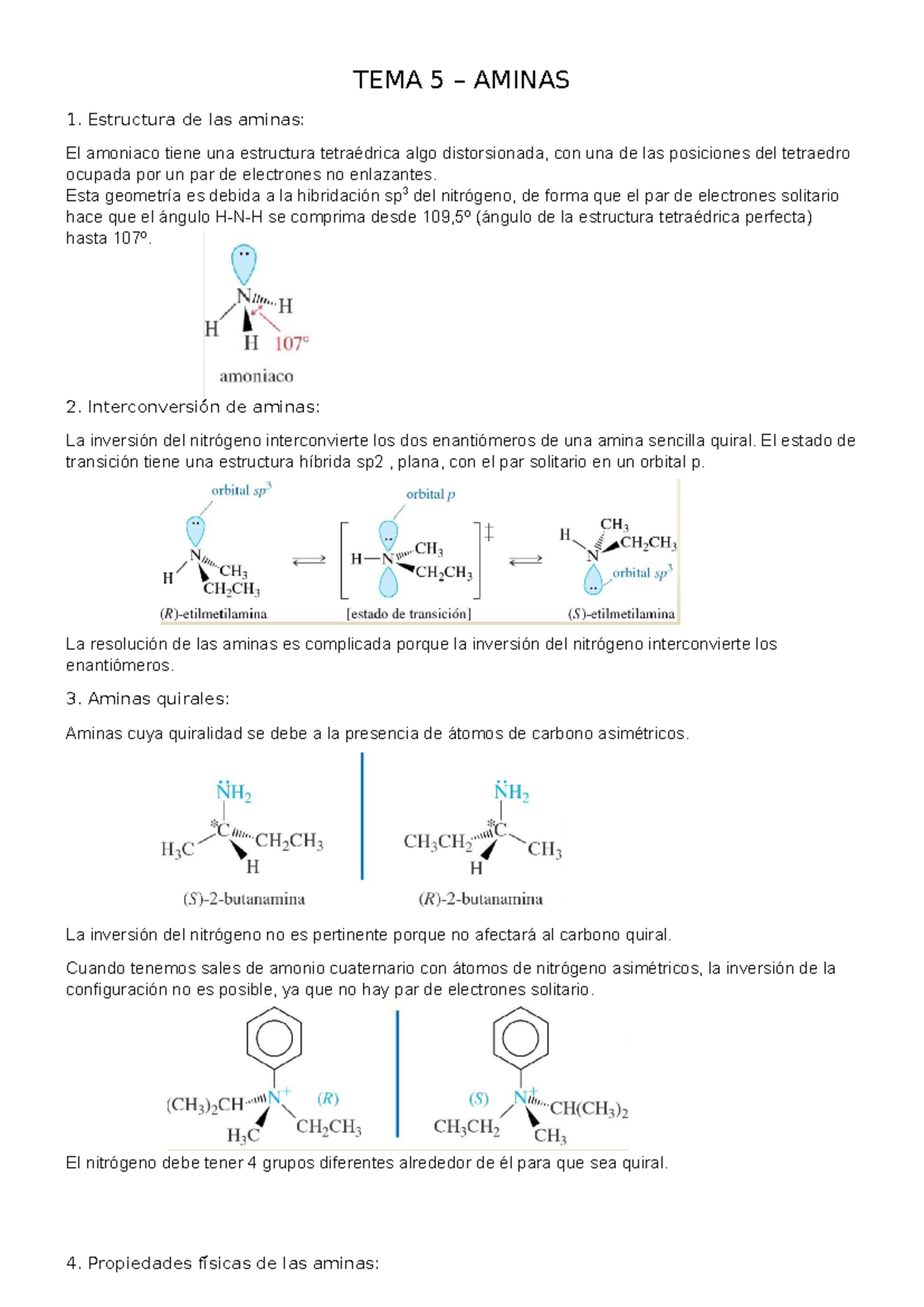 TEMA 5 - resumenes y diapositivas tema 5 - TEMA 5 – AMINAS Estructura ...