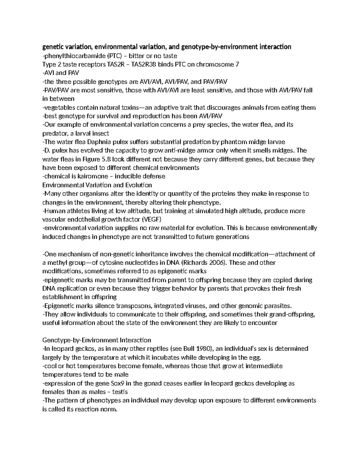 Genetic variation - chapter 5 - genetic variation, environmental ...