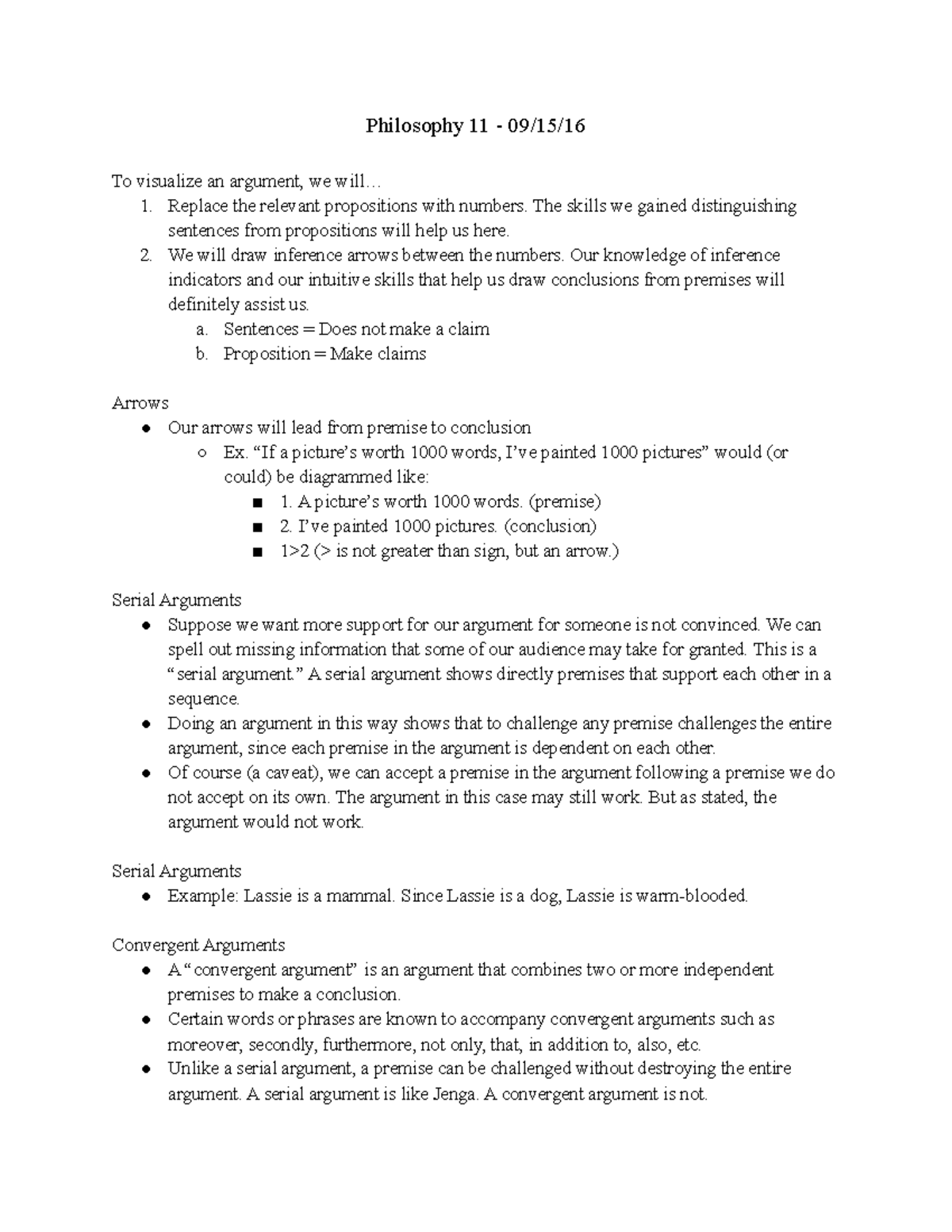 Philsophy Notes 9/15/16 - Philosophy 11 - 09/15/16 To visualize an ...