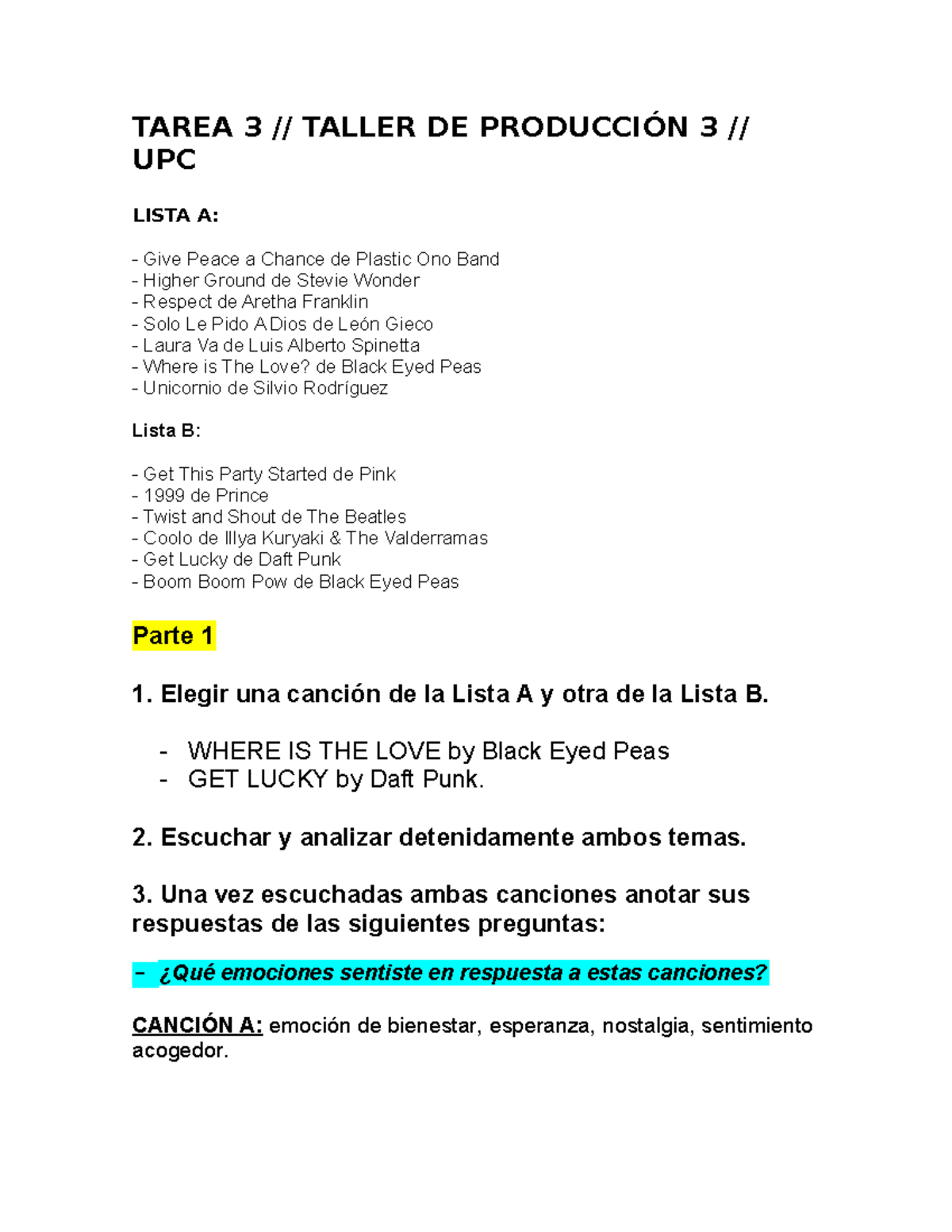 Tarea 3 Produccion Musical - TAREA 3 // TALLER DE PRODUCCIÓN 3 // UPC ...