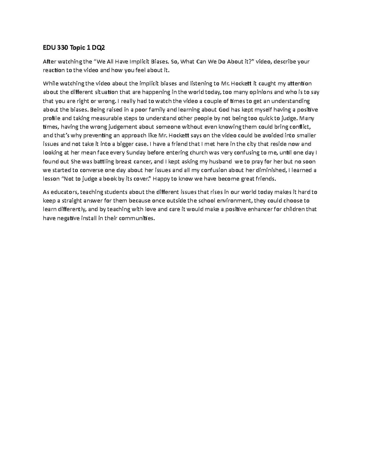 EDU 330 Topic 1 DQ2 discussion question - EDU 330 Topic 1 DQ After ...