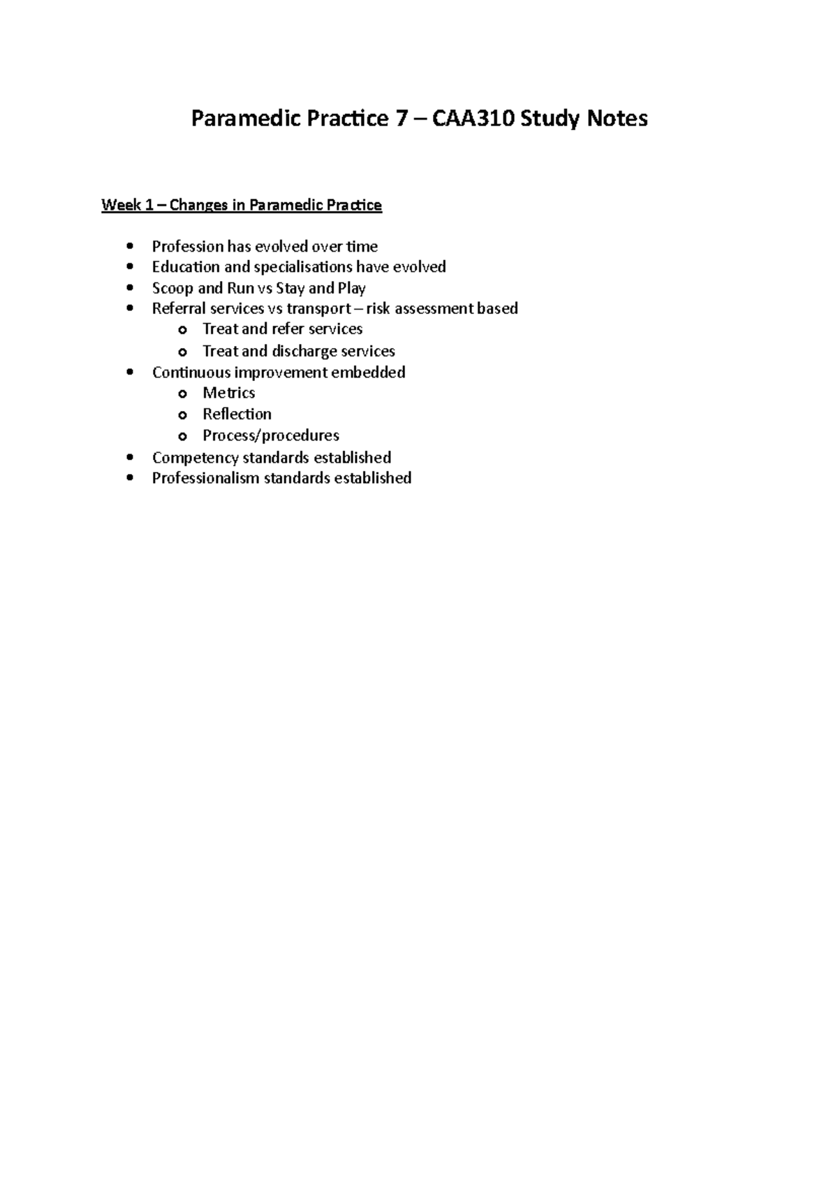 Paramedic Practice 7 Study Notes - Paramedic Practice 7 – CAA310 Study ...