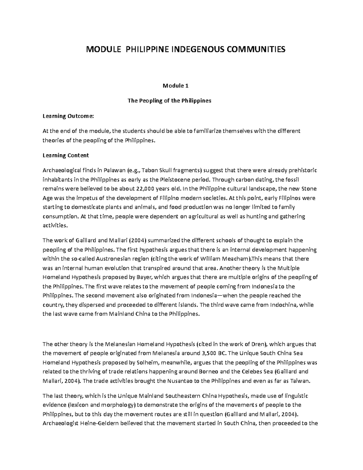 Module Philippine Indegenous Communities - MODULE PHILIPPINE INDEGENOUS ...