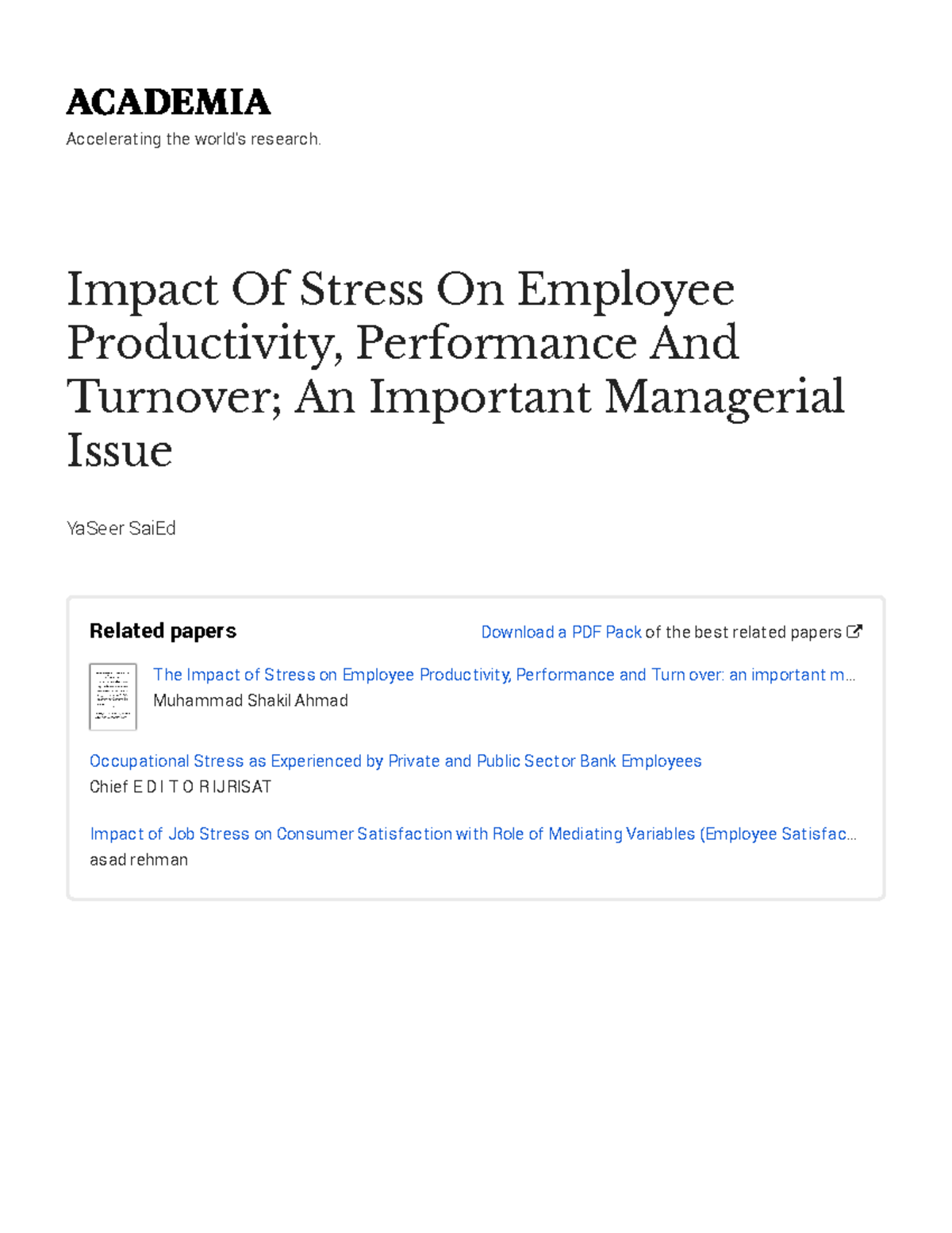Employee Performance JOURNAL - Accelerating the world's research ...