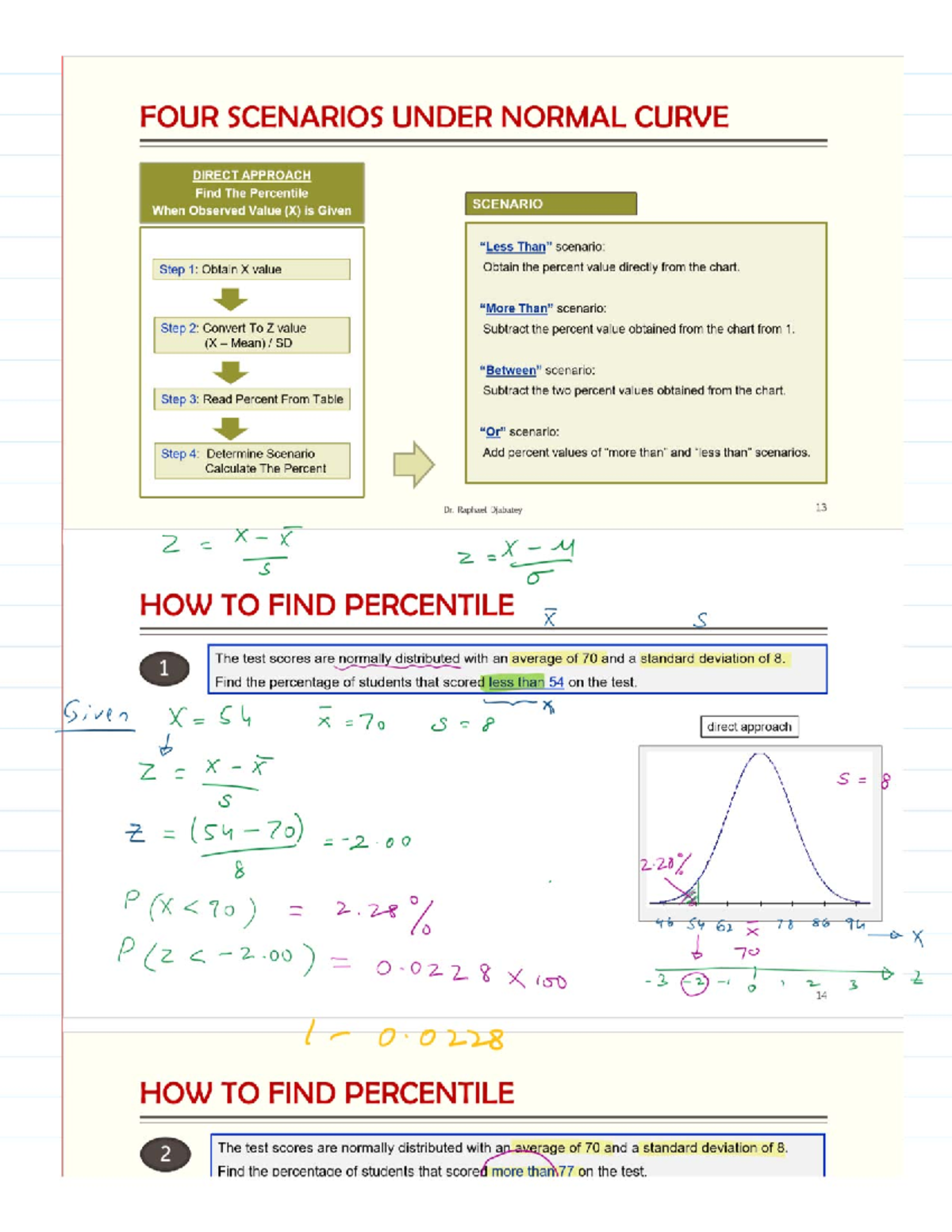 Topic 4-class notes - how to find the percentile - FOUR SCENARIOS UNDER ...