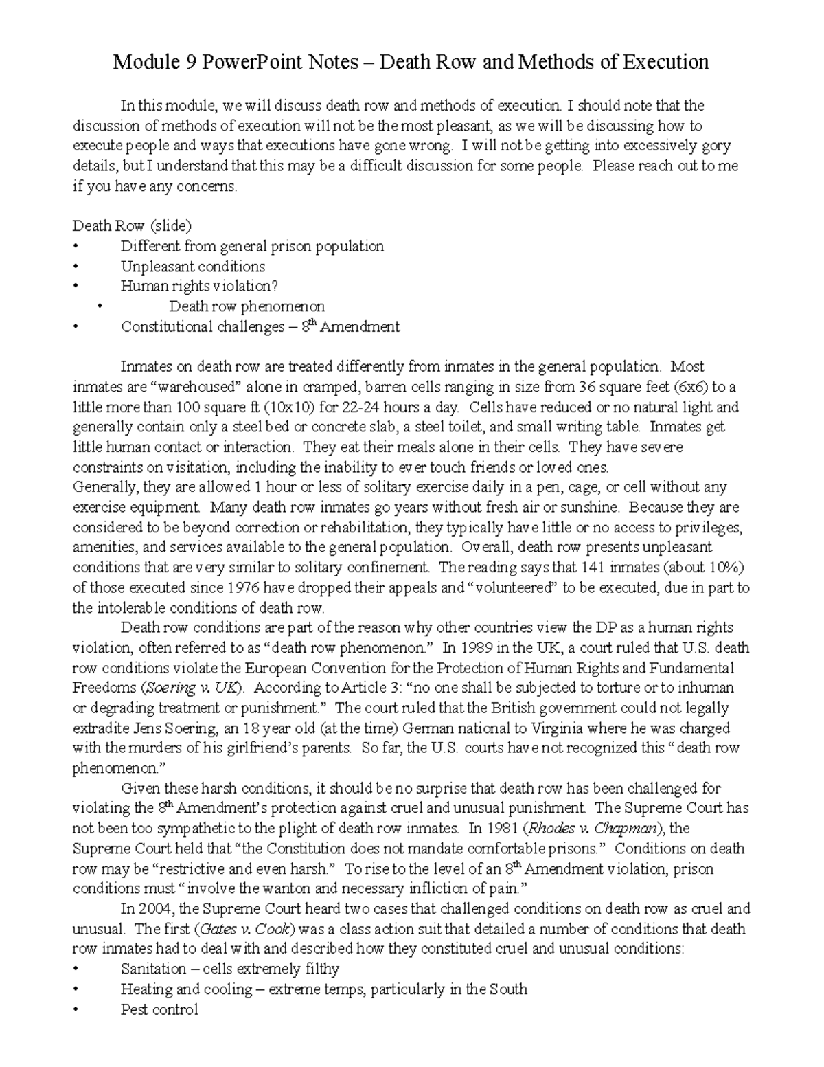 Module 9 Power Point Notes - I should note that the discussion of ...