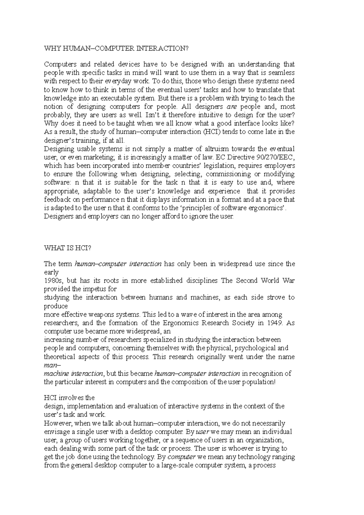 Unit-1 HCI Notes - WHY HUMAN–COMPUTER INTERACTION? Computers and ...