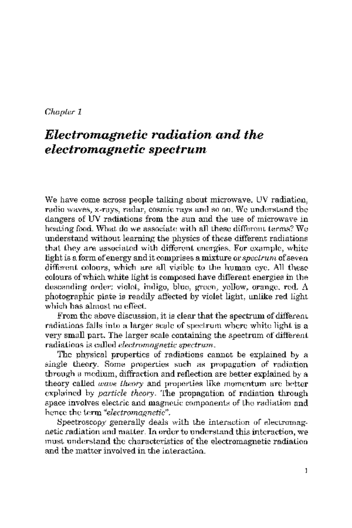 Chapter 1 electromagnetic radiation and the electromagnetic spec 2001 - Chapter 1 ...