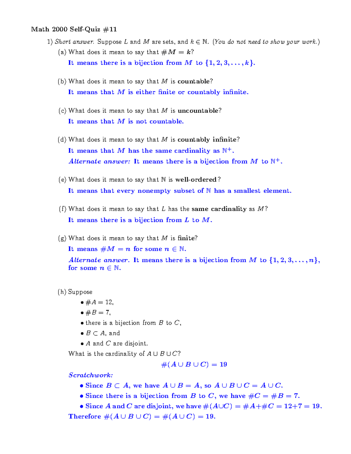 Self-quiz11-soln - Quiz 11 Tutorial - Math 2000 Self-Quiz #11 1) Short ...