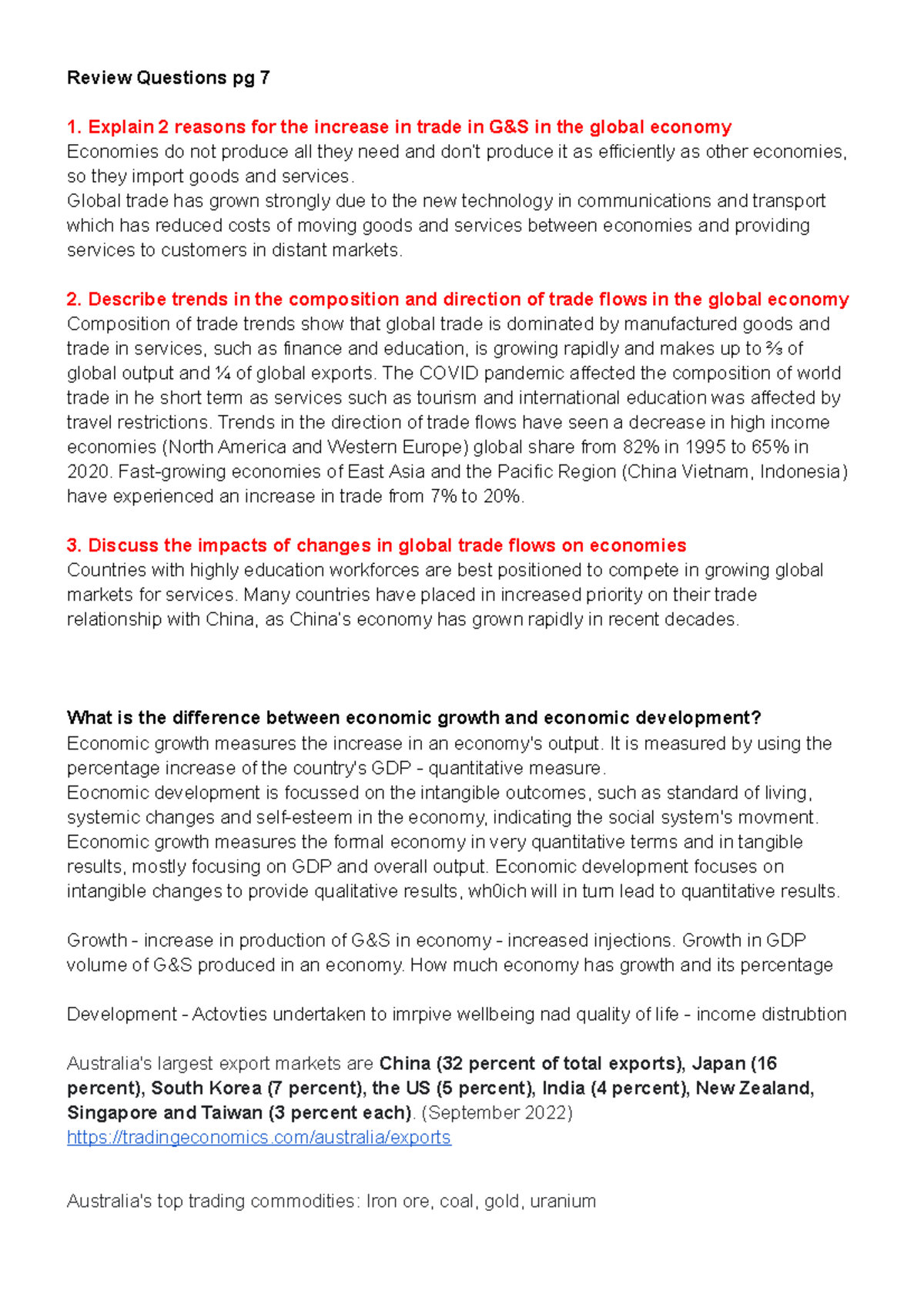 Textbook Chapter 1 Economics - Review Questions pg 7 Explain 2 reasons ...