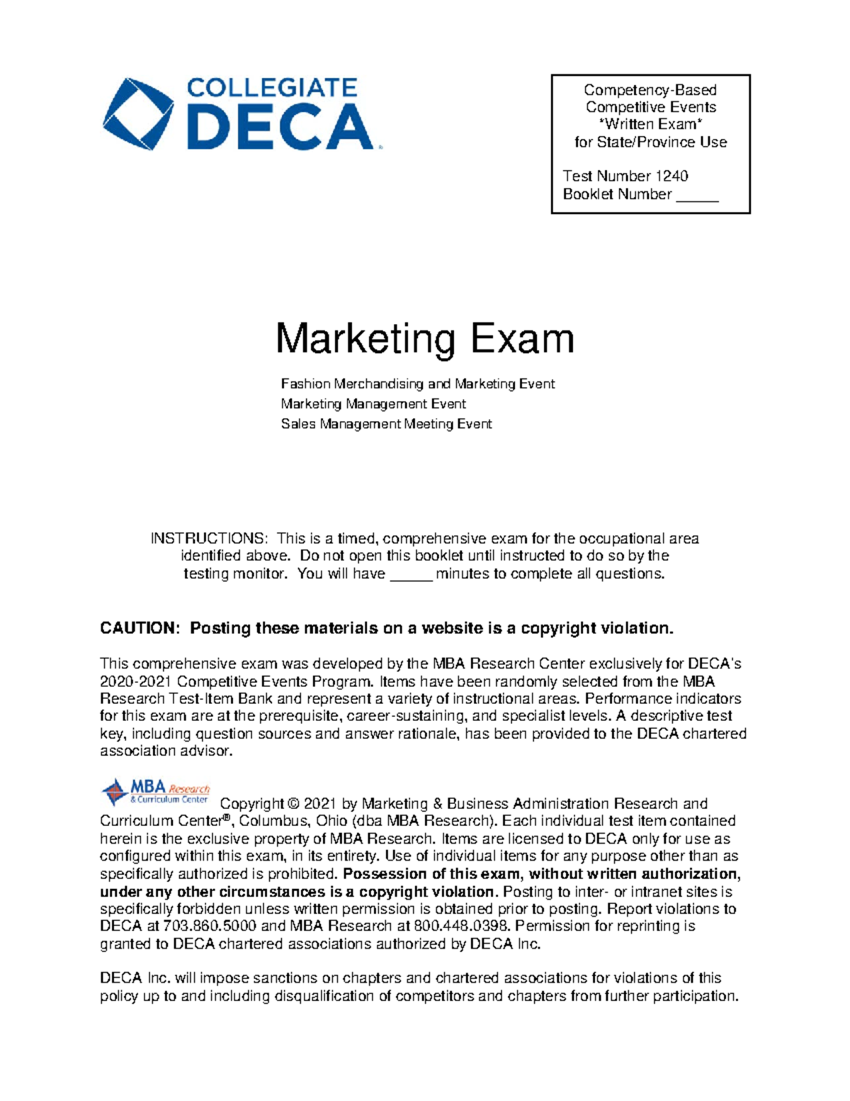 COL 2021 Exam Marketing Sample - Marketing Exam Fashion Merchandising ...