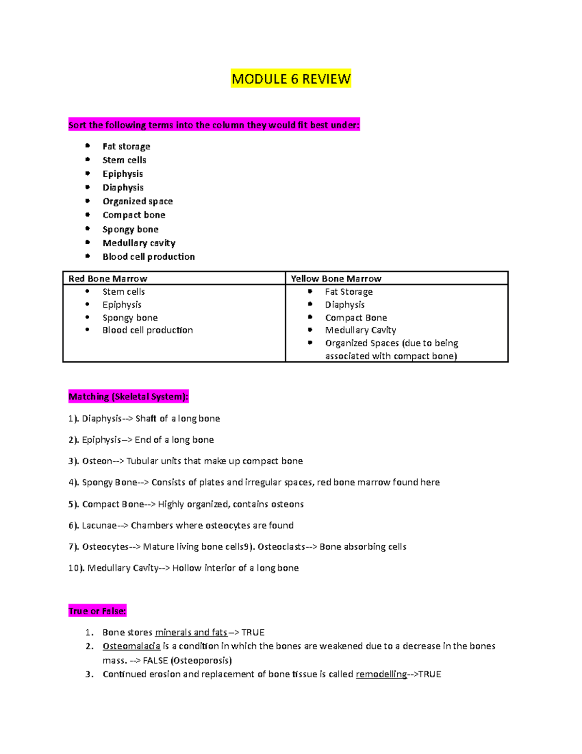 Biology Study - Summarizes modules 6-10. Test reviews. - MODULE 6 ...