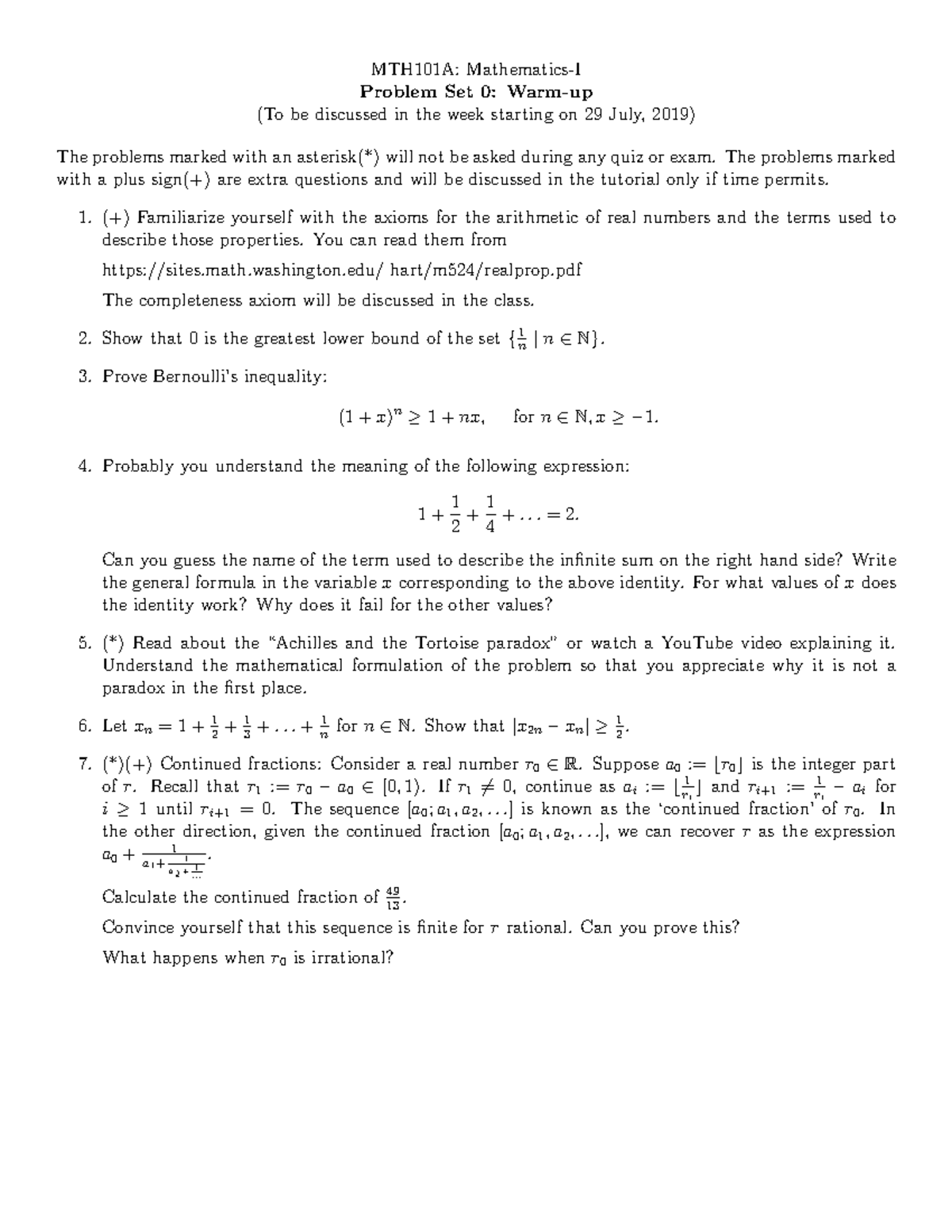 MTH101A PS0 - Practice tutorial shared by professor - MTH101A ...