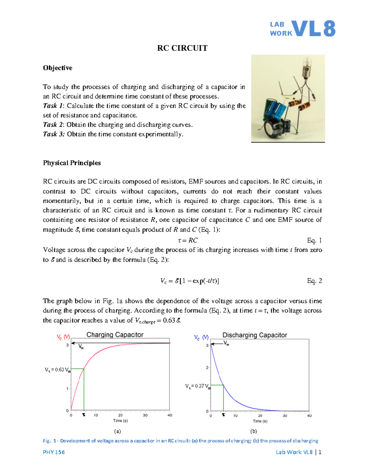 PHY156Summer 21VL08RCcircuits - PHY 156 Lab Work VL8 | 1 LAB WORK VL RC ...