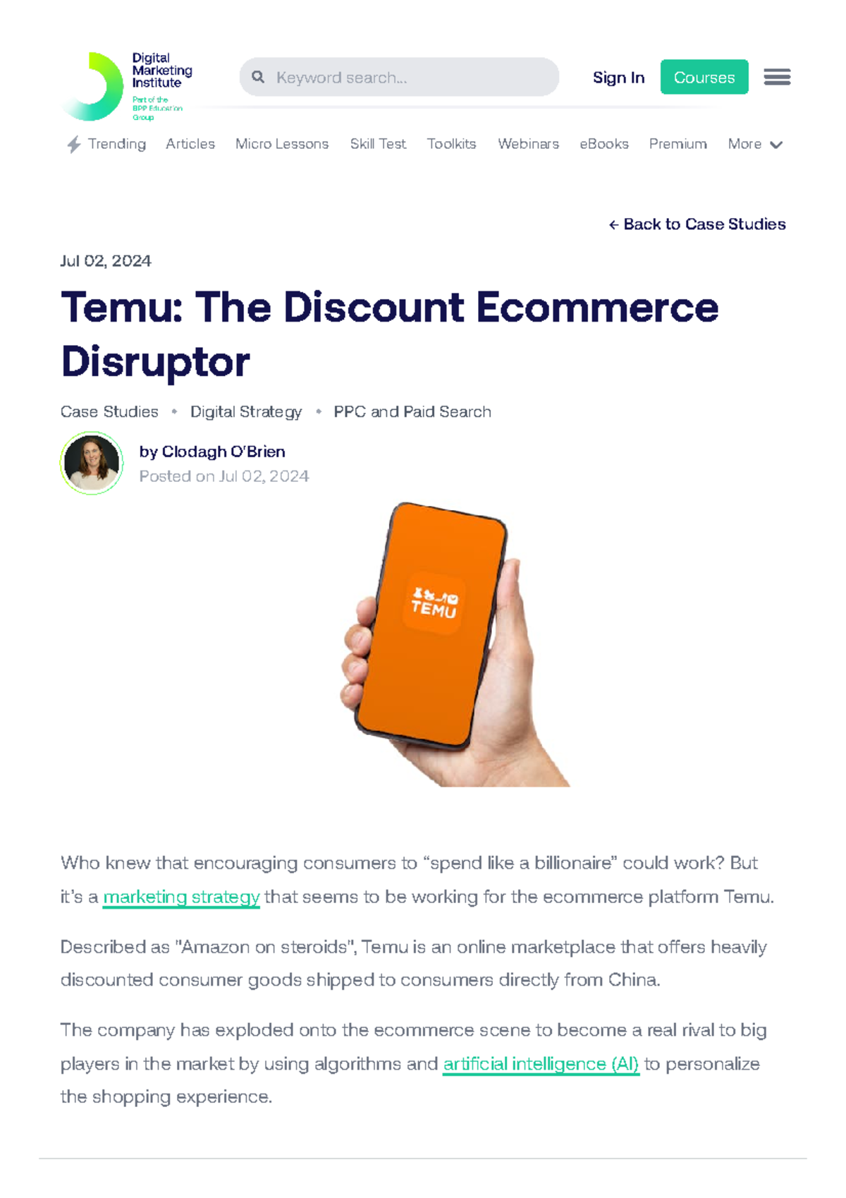 Temu The Discount Ecommerce Disruptor Digital Marketing Institute - ← ...