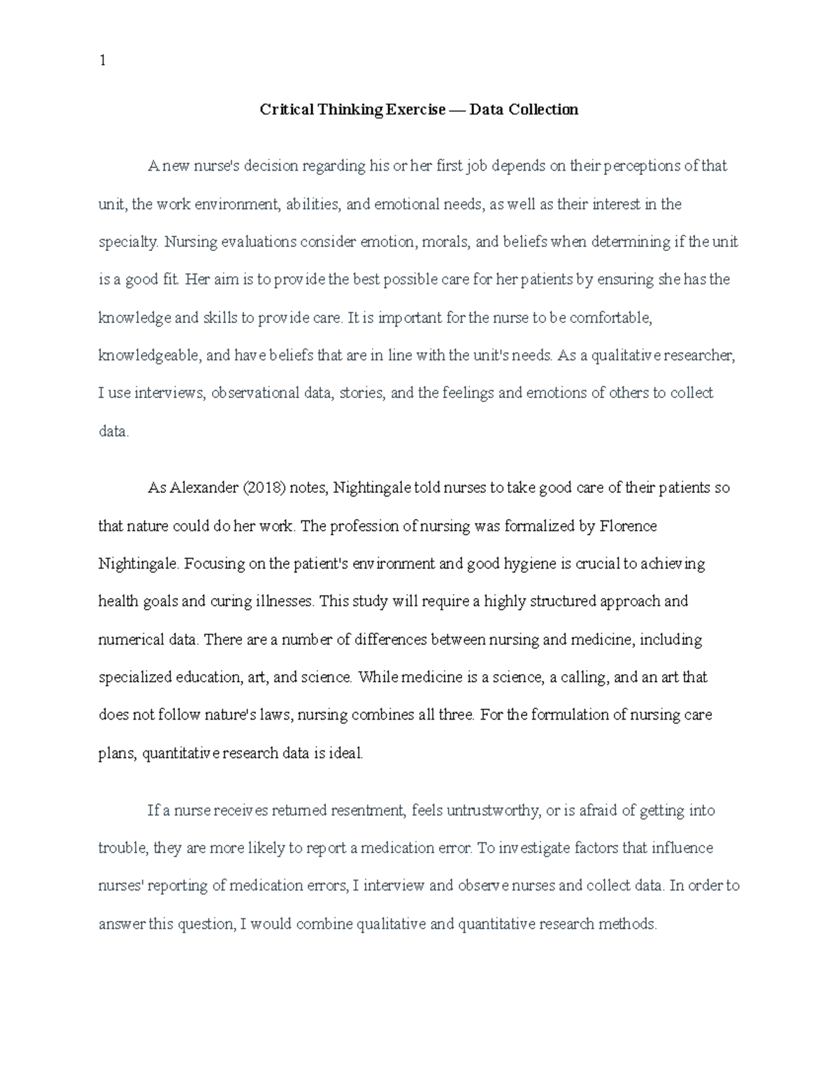 Data Collection - Writing assignment - NUR 337 - Arizona College - Studocu