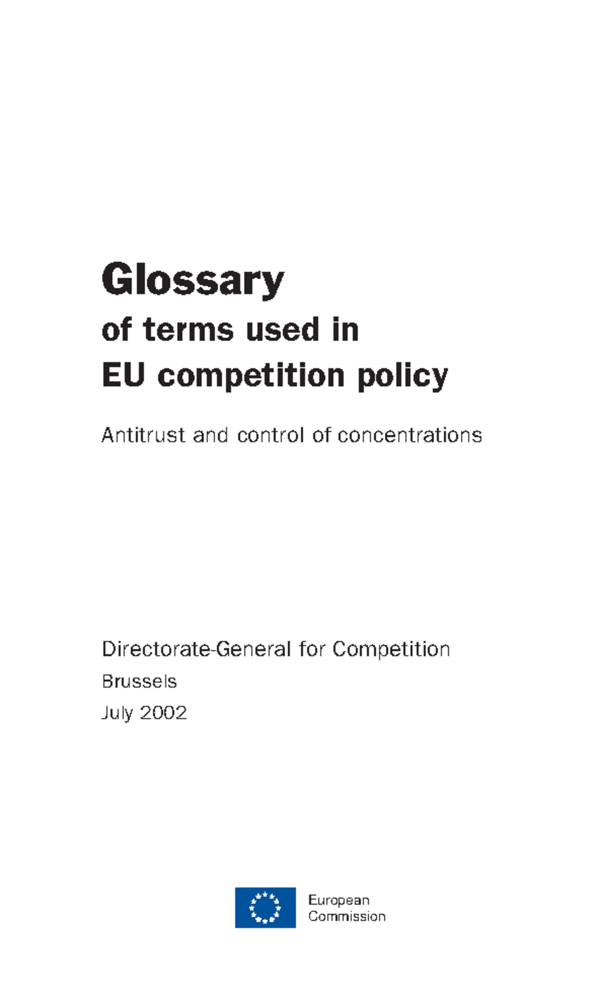 Competition LAW Dictionary - Glossary of terms used in EU competition ...
