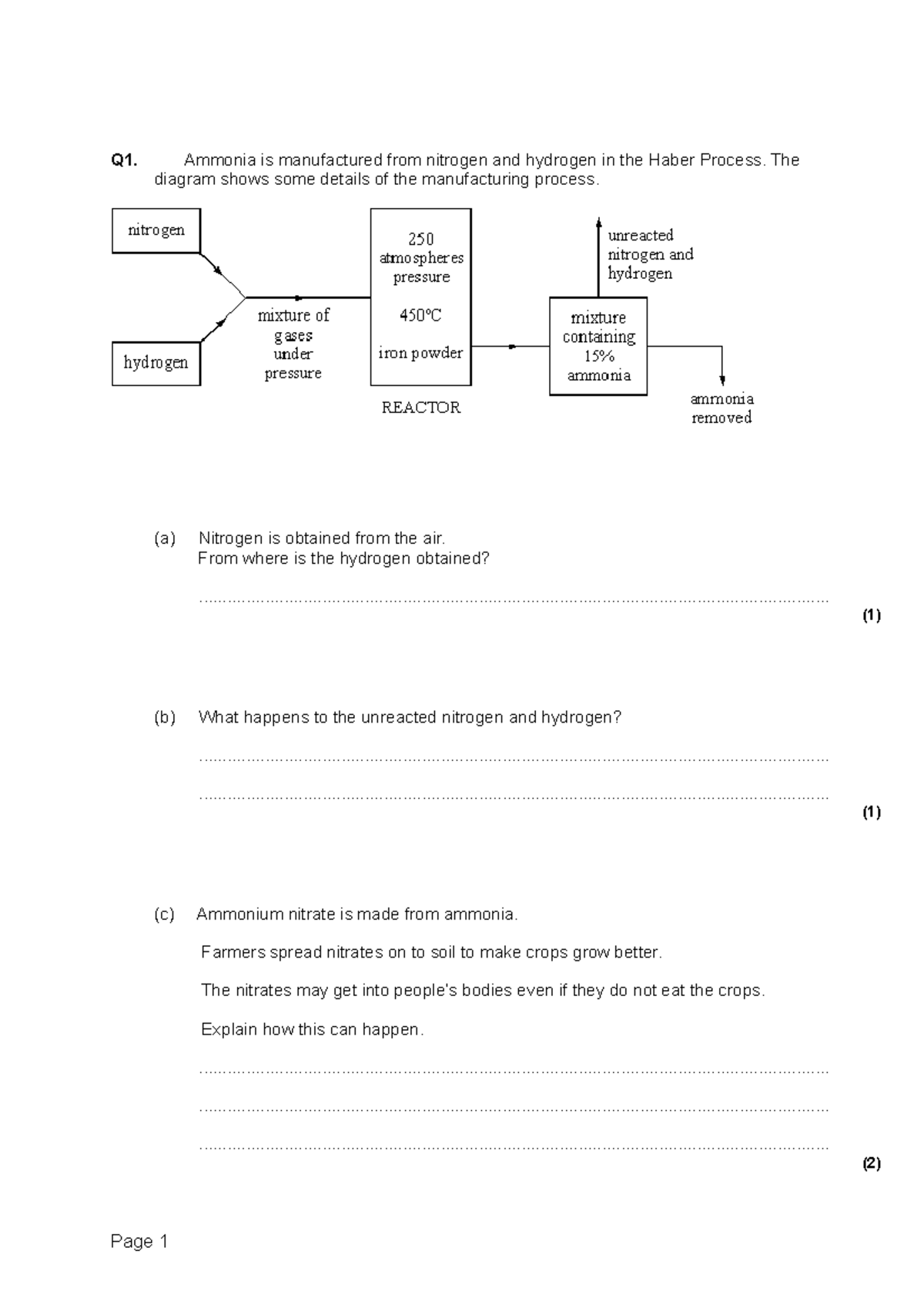 AQA C3 Making ammonia and equilibria Questions and Answers - Q1 ...