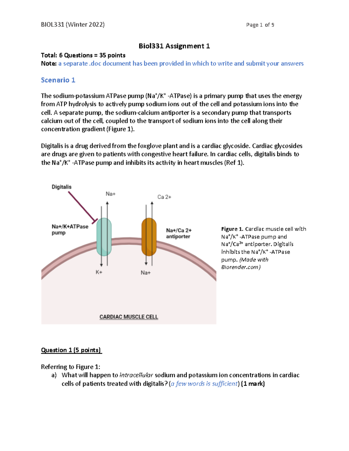 Biol331 Assignment 1 Questions and Figures - Biol331 Assignment 1 Total ...