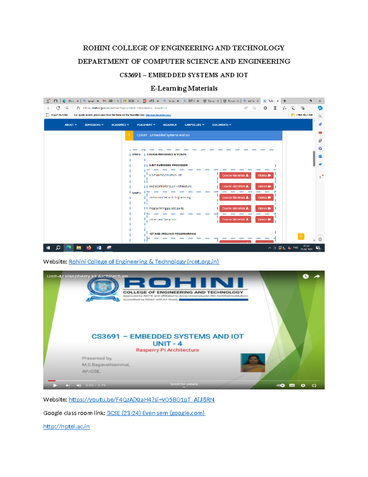 E-IOT e learning materials - Embedded system and iot - ROHINI COLLEGE OF ENGINEERING AND ...