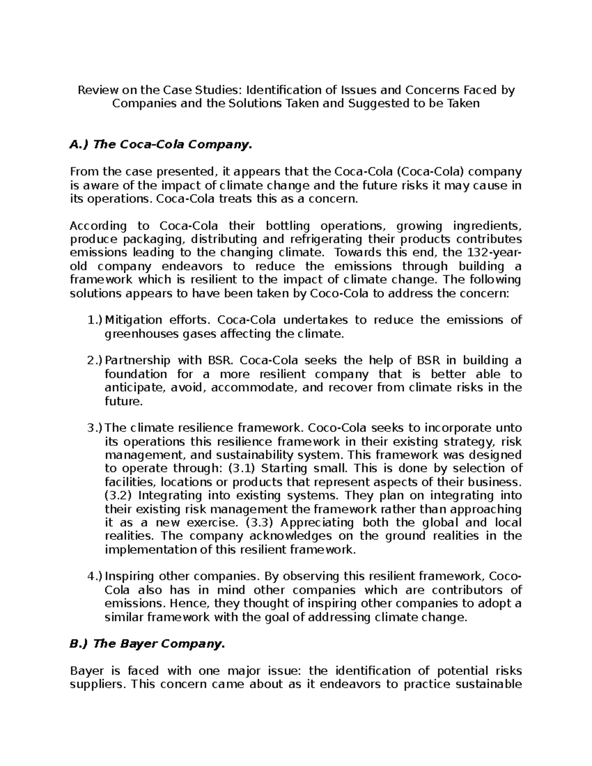 Review on the Case Studies on the Companies - Review on the Case ...