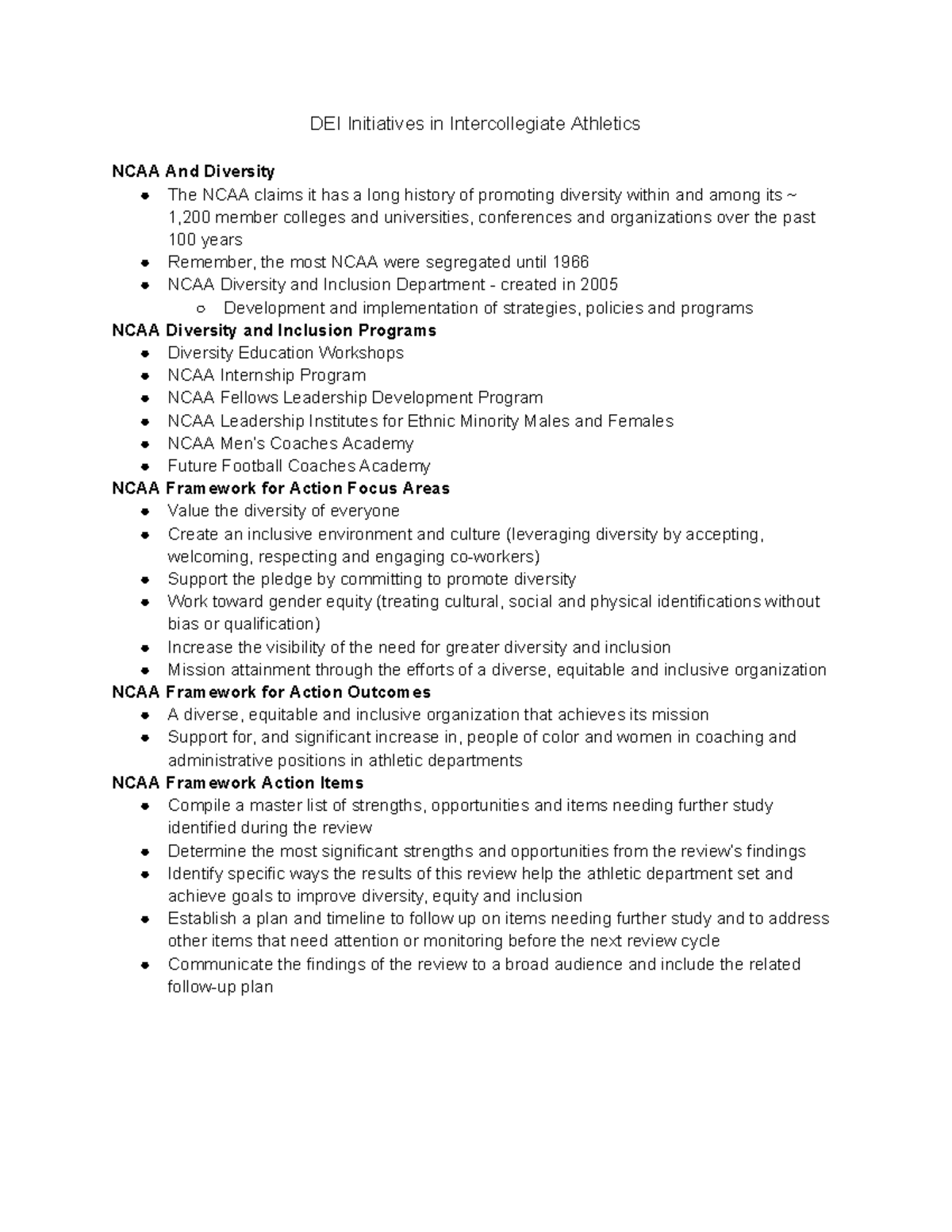 Week 15 DEI Initiatives in Intercollegiate Athletics - DEI Initiatives ...