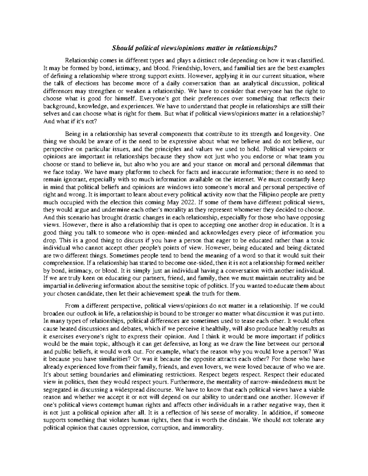 13 - (Understanding the Self) Political Self - Lesson 13 - Should ...