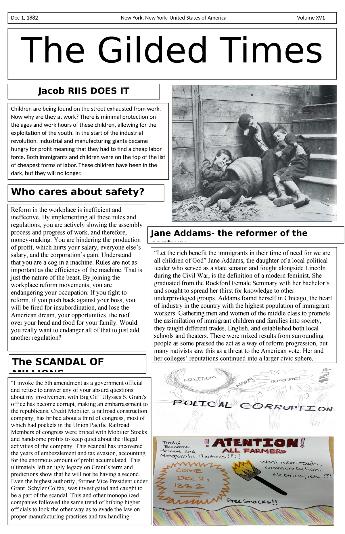 Apush newspaper - news paper - The Gilded Times ####### Dec 1, 1882 New ...