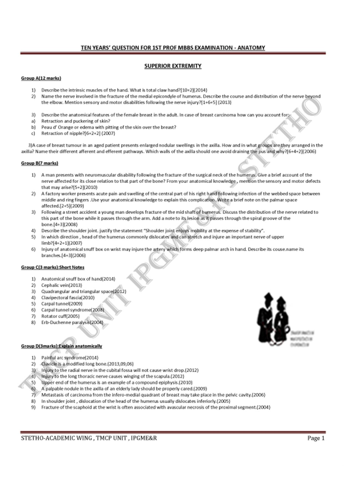 10 years anatomy question paper - MBBS - Studocu