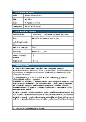 Relatório Pronto - Resumo Atividades de extensão - CAMPUS VIRTUAL CRUZEIRO DO SUL LICENCIATURA ...