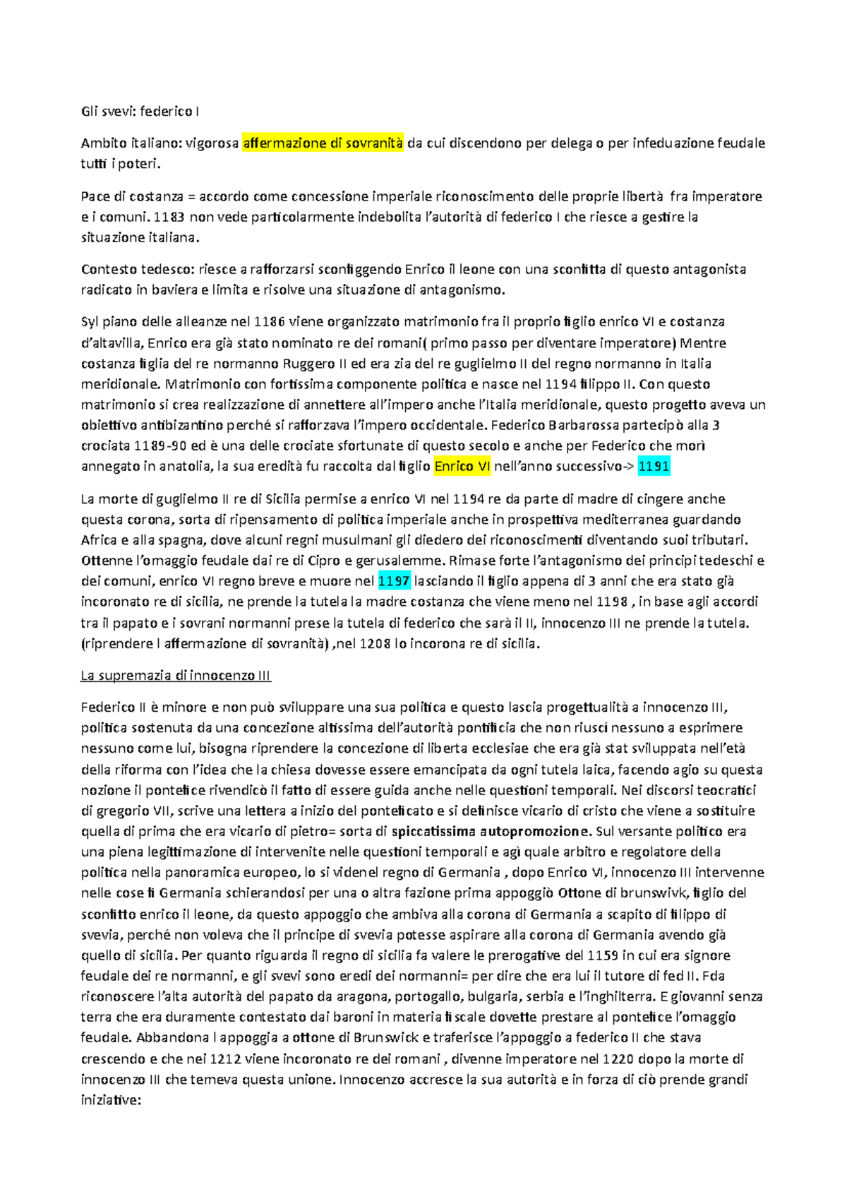 Gli svevi - Pace di costanza = accordo come concessione imperiale ...