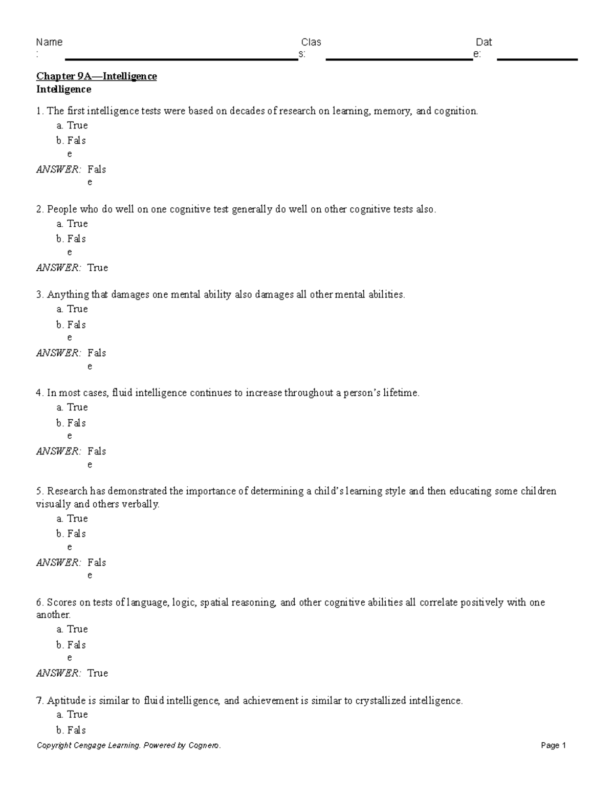 Chapter 9A Intelligence - : s: e: Chapter 9A—Intelligence Intelligence ...