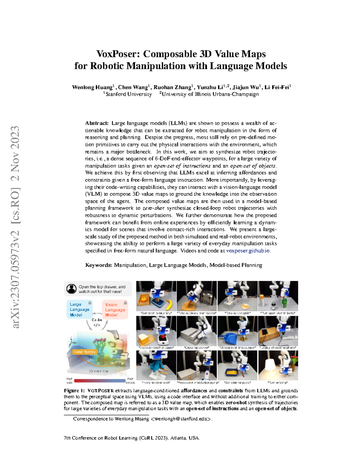2307 - fsfsdf t gs - VoxPoser: Composable 3D Value Maps for Robotic Manipulation with Language ...