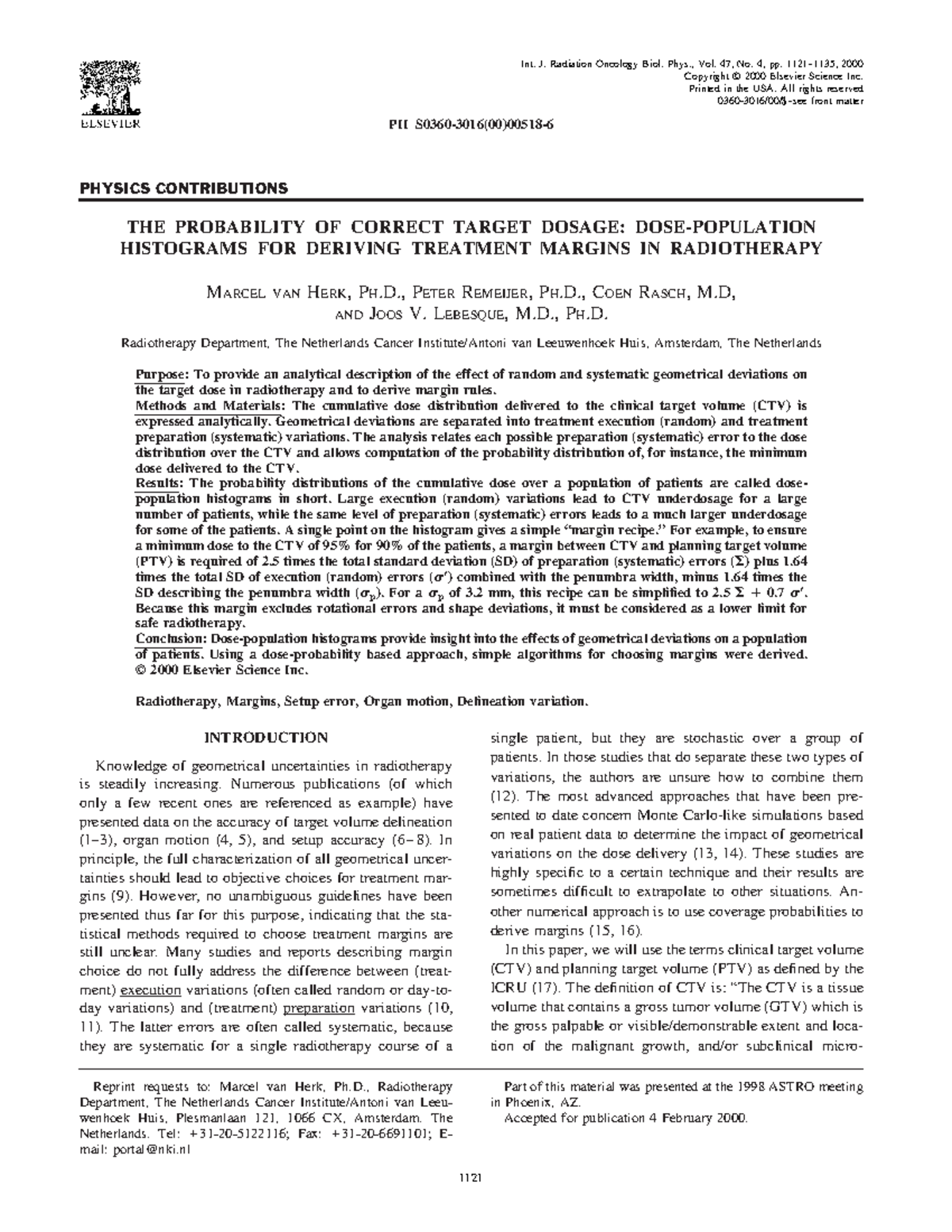 Van hersk formula - PII S0360-3016(00)00518- PHYSICS CONTRIBUTIONS THE ...