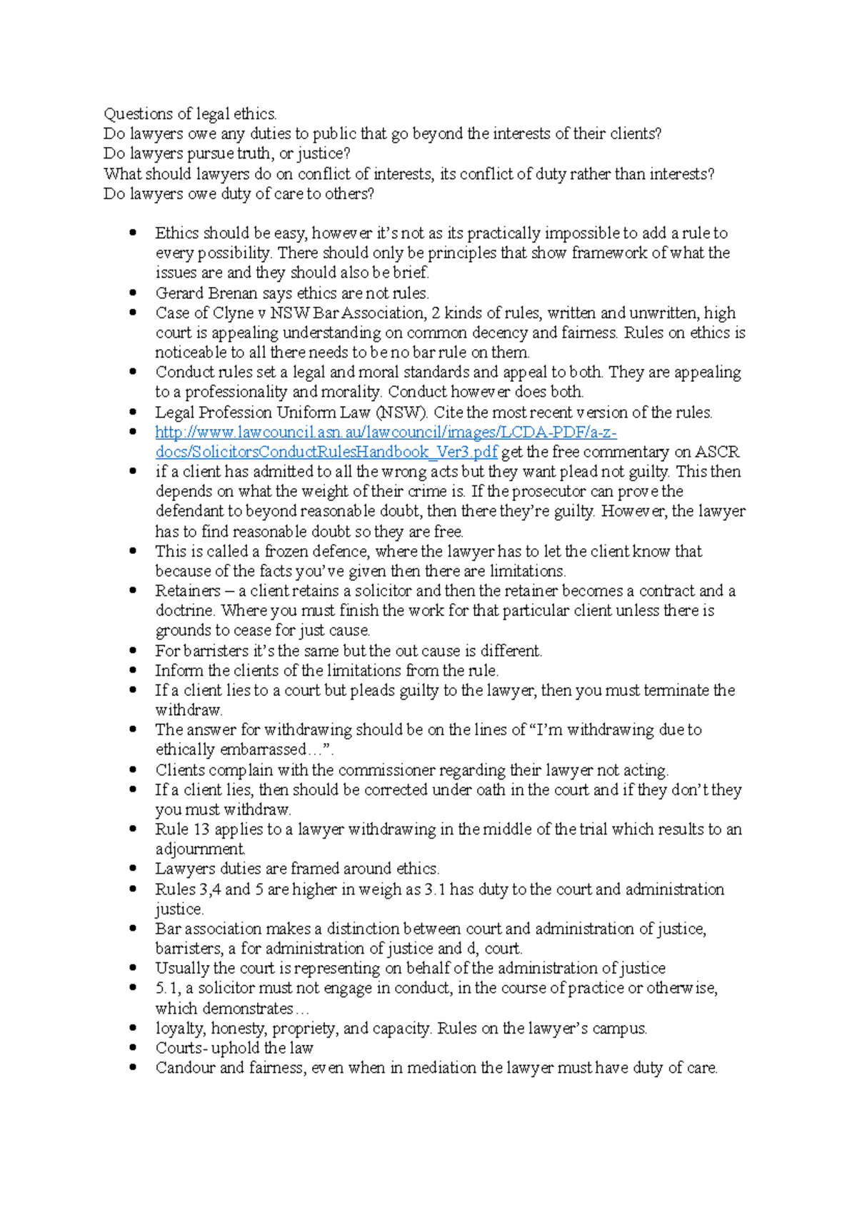 Tutorial work - 2 - Week 2 legal ethics and professional regulation ...